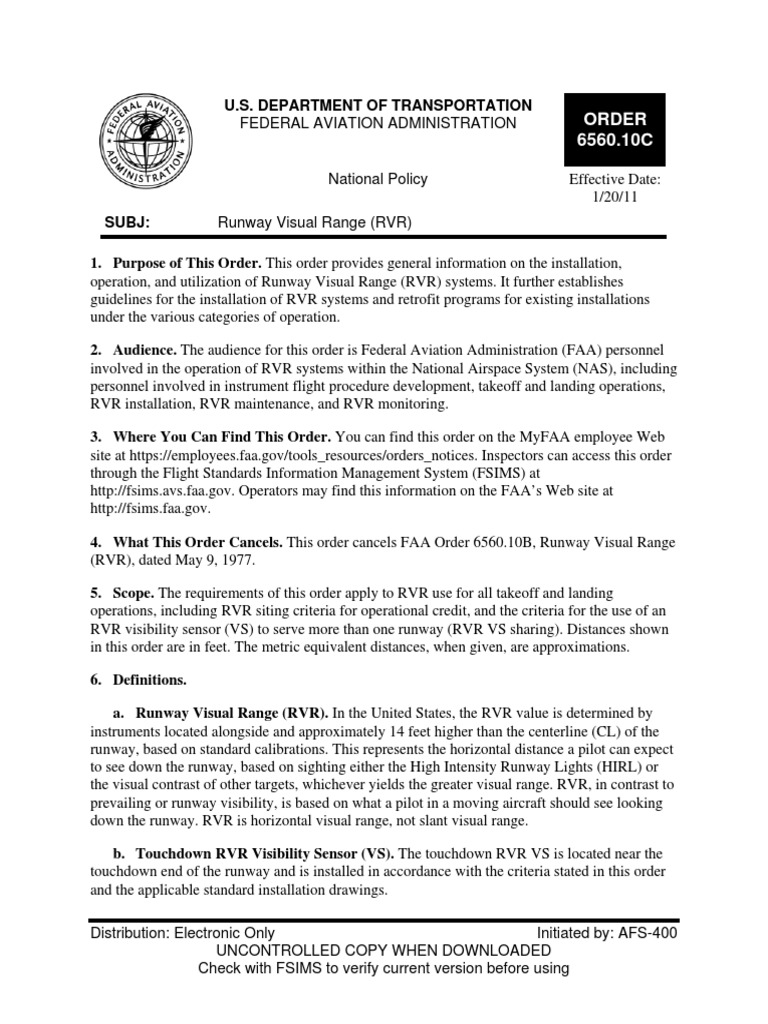 Runway Visual Range FAA | PDF | Aircraft | Aviation Safety