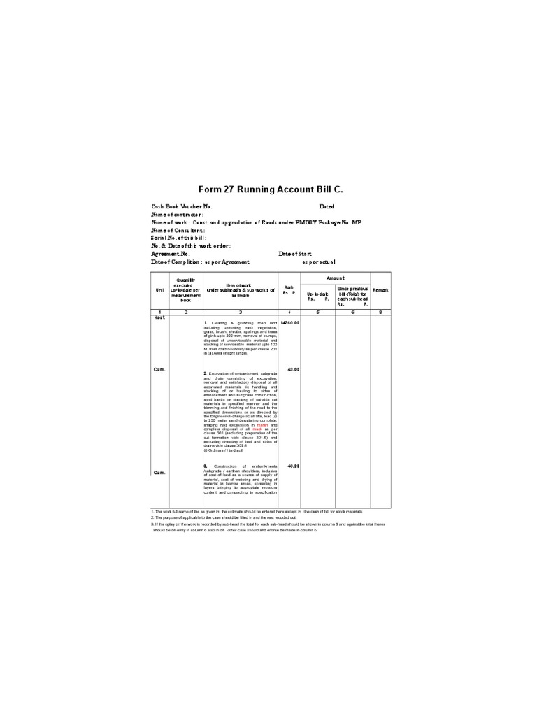 Format Bill | Concrete | Payments