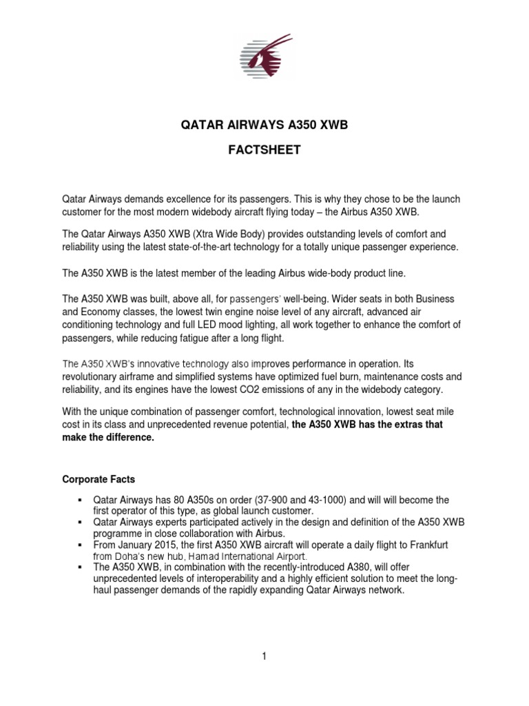 A350 Factsheet - English | PDF | Aeronautics | Aviation