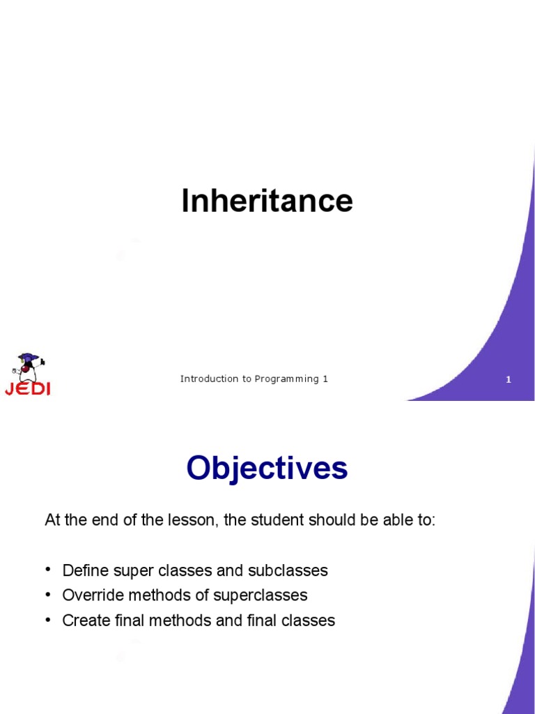 Inheritance Introduction To Programming 1 Pdf Inheritance Object Oriented Programming