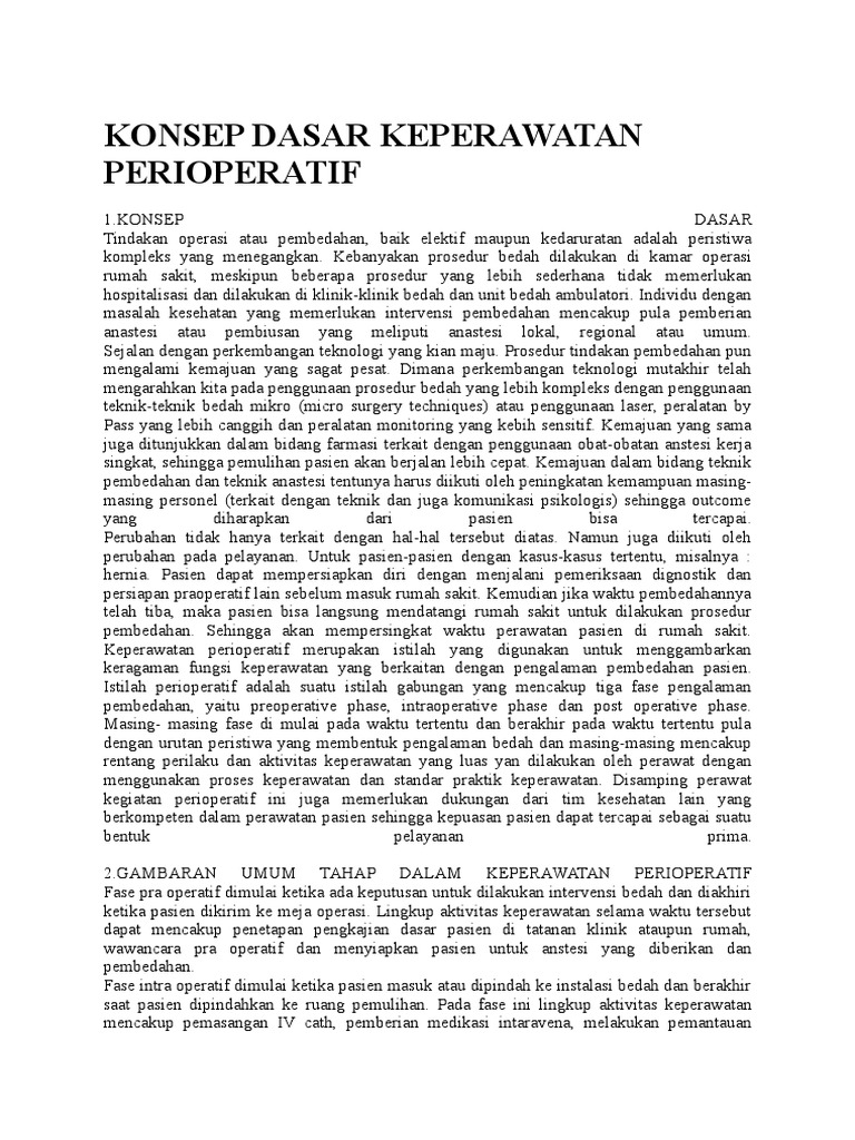 Konsep Perioperatif | PDF | Kesehatan Holistik | Sains & Matematika