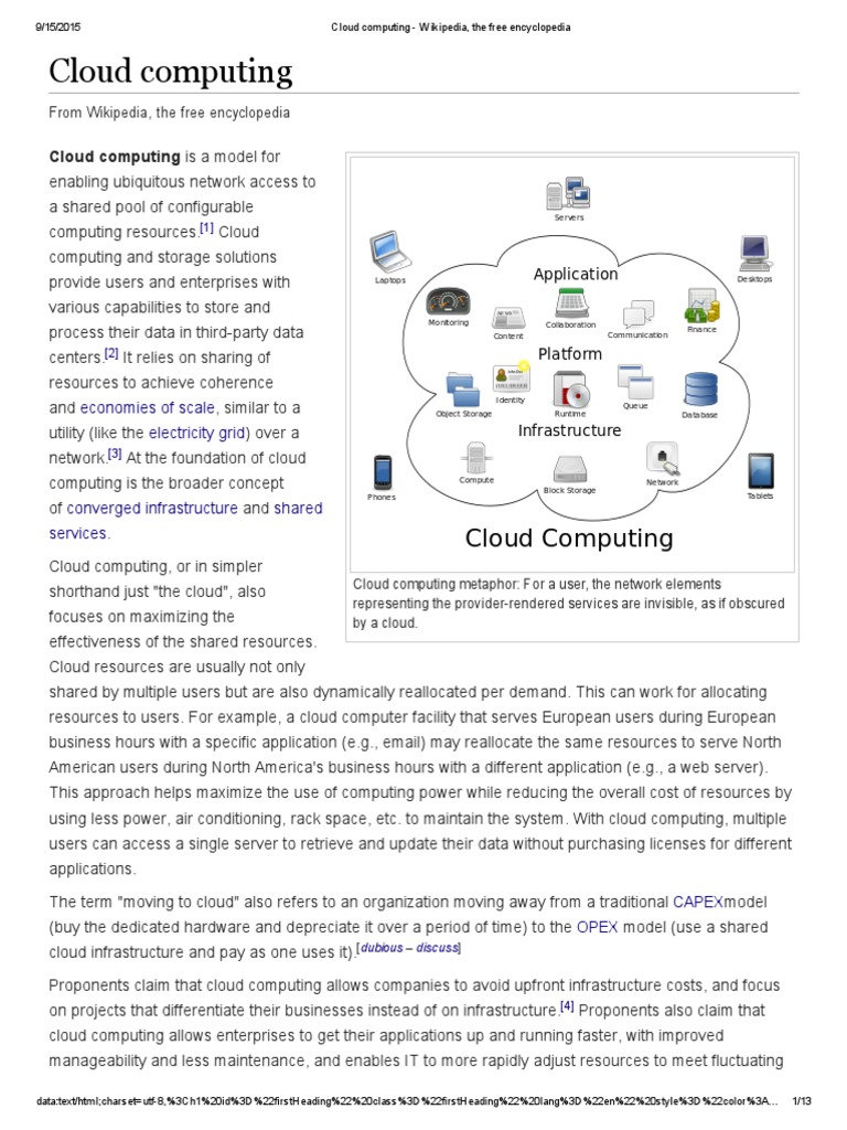 Cloud Computing - Wikipedia, The Free Encyclopedia | PDF