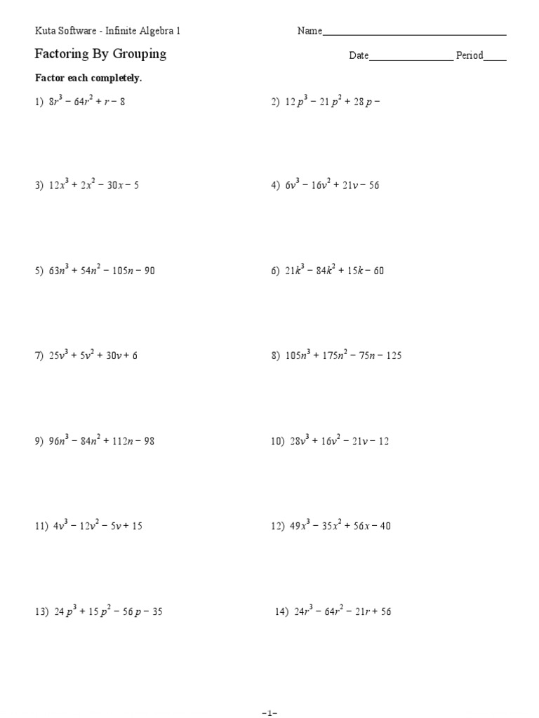 Factoring By Grouping Pdf