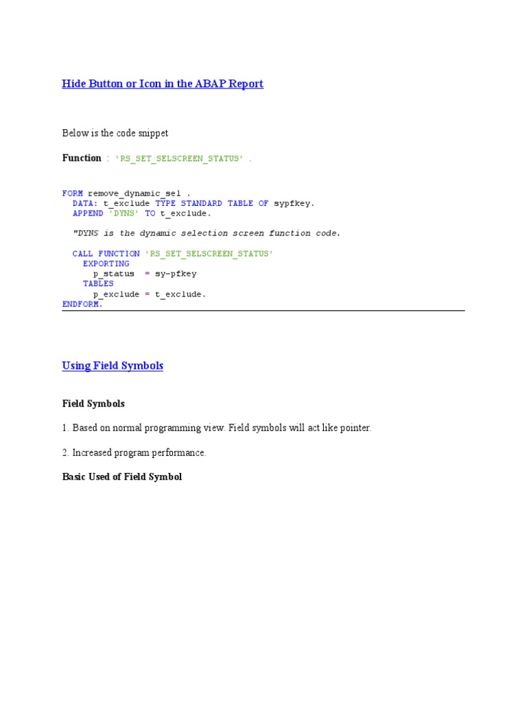 Hide Button or Icon in The ABAP Report | PDF | Computer Engineering ...