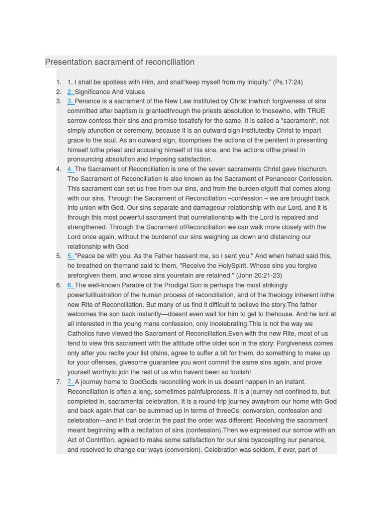 Presentation Sacrament of Reconciliation | PDF | Penance | Confession ...