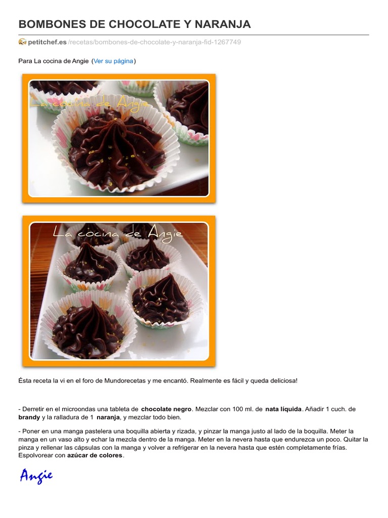 Bombones de Chocolate Y Naranja | PDF