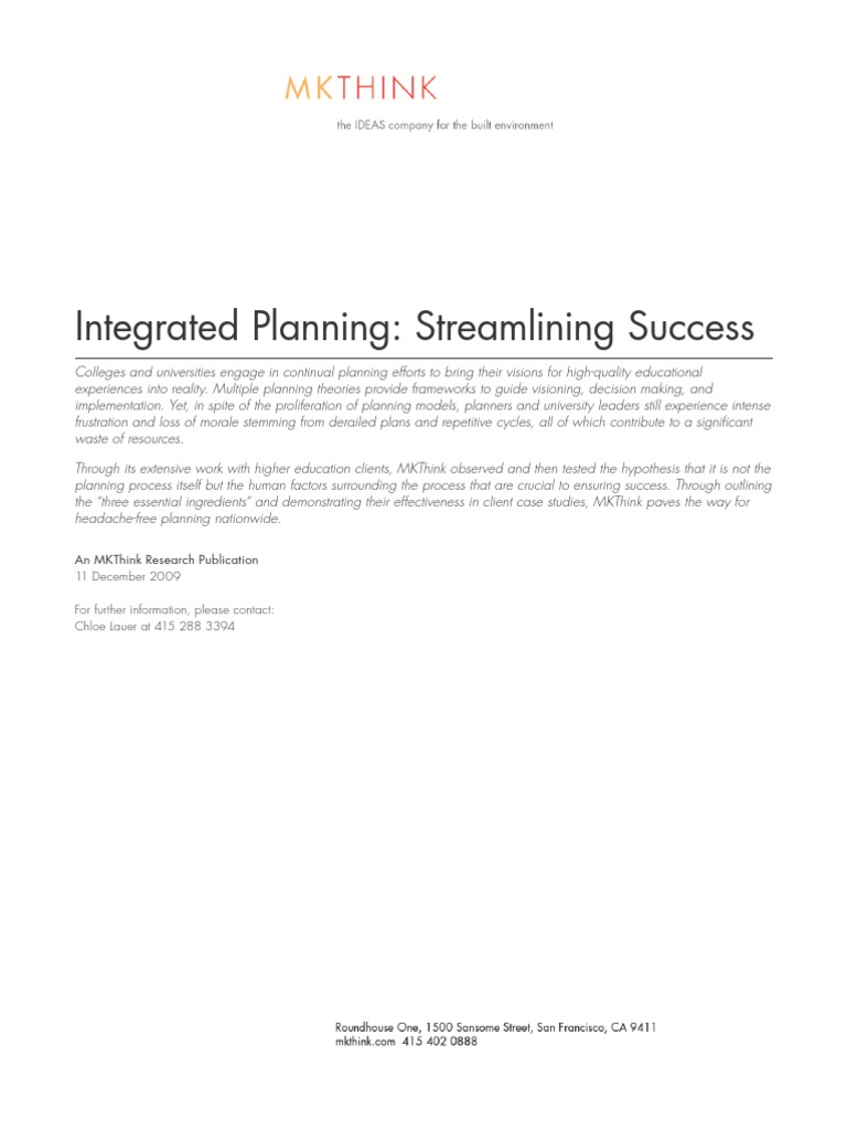 SCUP Integrated Planning - 2009 | PDF | Leadership | Emergence