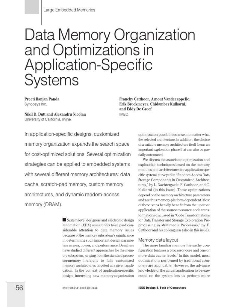 Data Memory Organization and Optimizations in Application-Specific Systems | PDF | Cpu Cache ...
