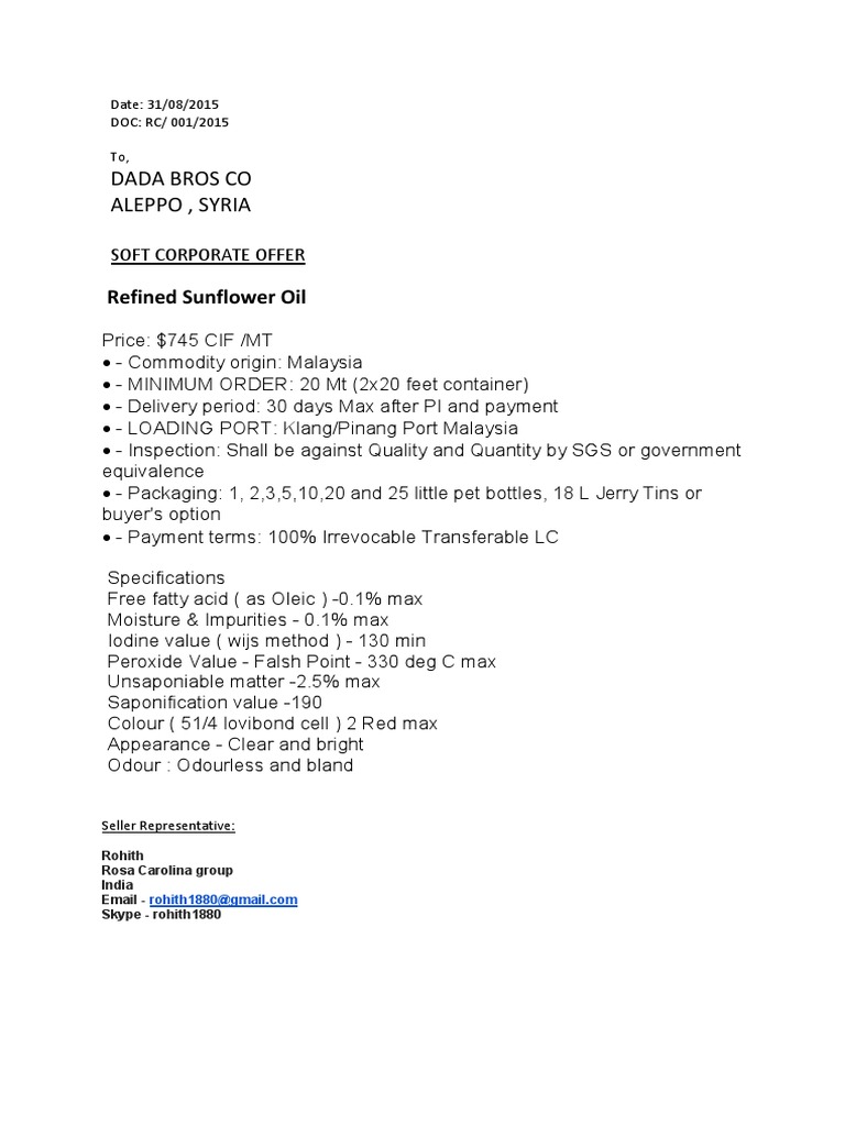 Soft Corporate Offer Format Sample | PDF | Trade | Economies