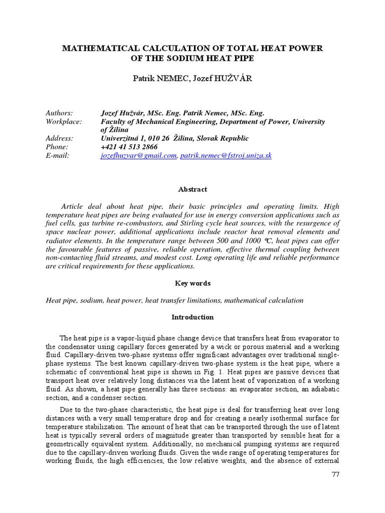 Limitations of Heat Pipe | PDF | Heat | Heat Transfer