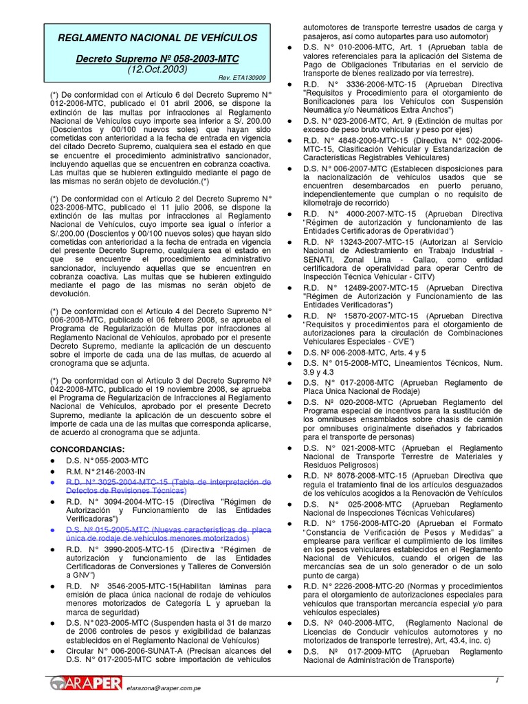 Renav Araper DS 058 2003 MTC | PDF | Eje | Vehículos