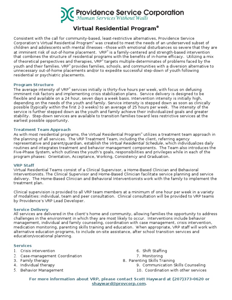 VRP One Page Handout 3-11-10 | PDF | Clinical Psychology | Therapy