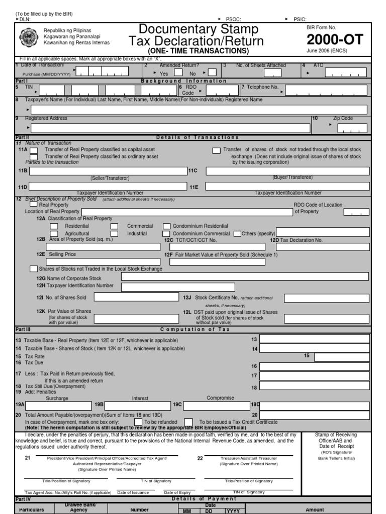 Documentary Stamp tax Form | Payments | Taxes
