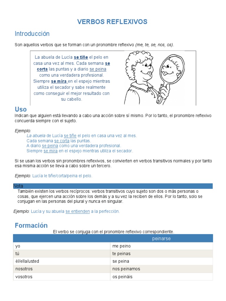 Uso de pronombres y verbos reflexivos | PDF | Verbo | Pronombre