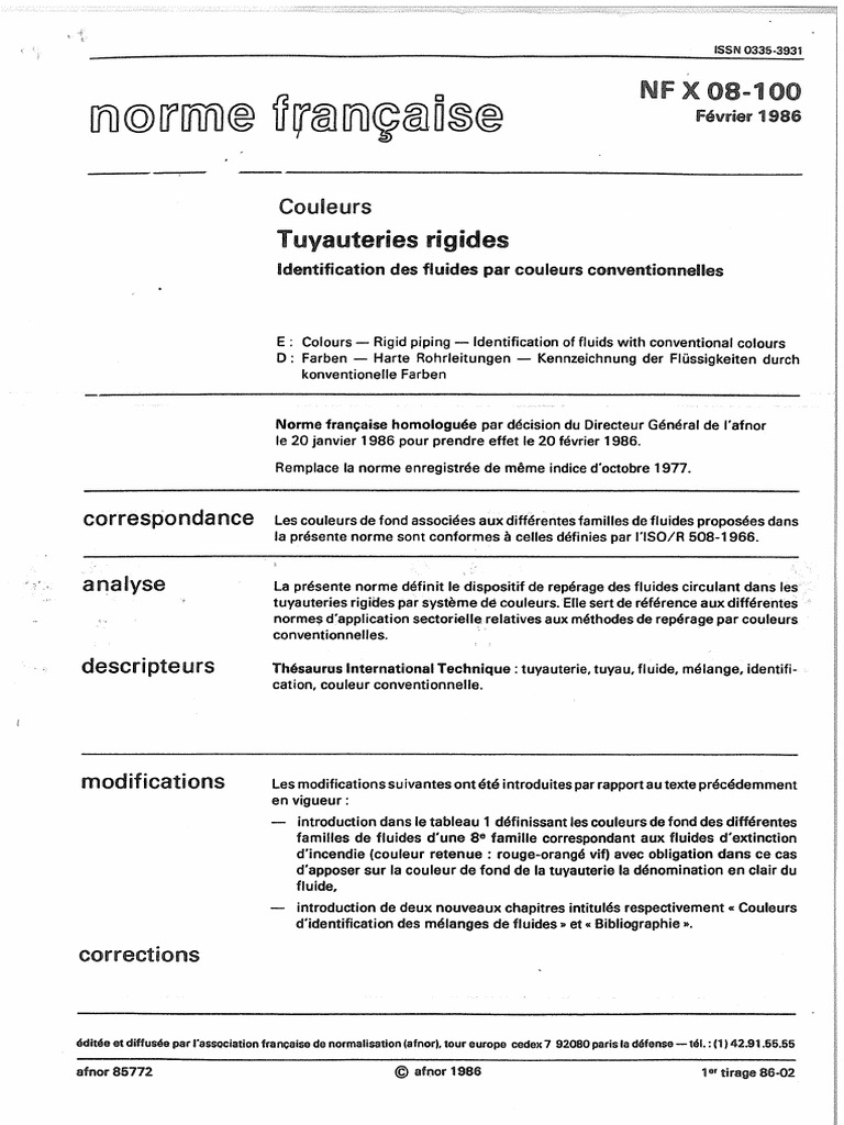 Norme NF X08-100 | PDF | Organisation internationale de normalisation ...