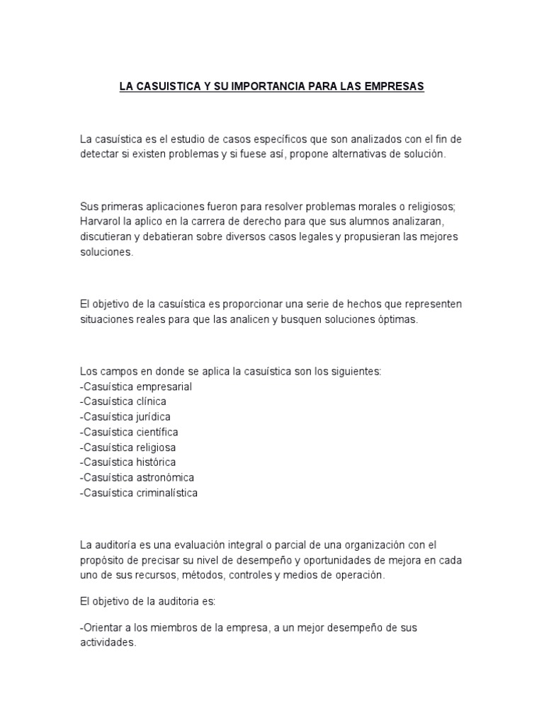 La Casuistica y Su Importancia para Las Empresas | PDF | Ciencia y matemáticas