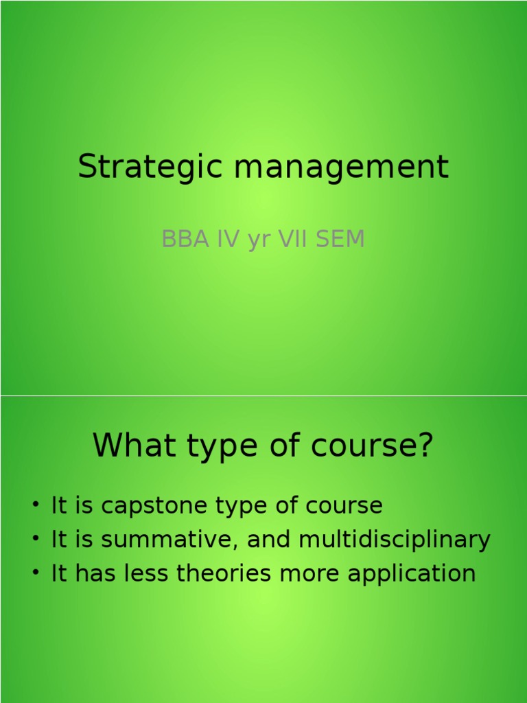 Strategic Management Class I and II | PDF | Strategic Management ...