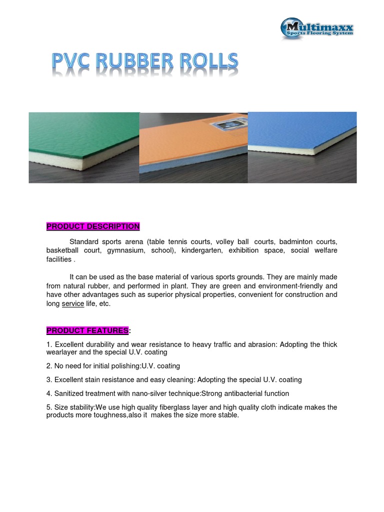 PVC Rubber Roll Futsal | PDF | Flooring | Wear