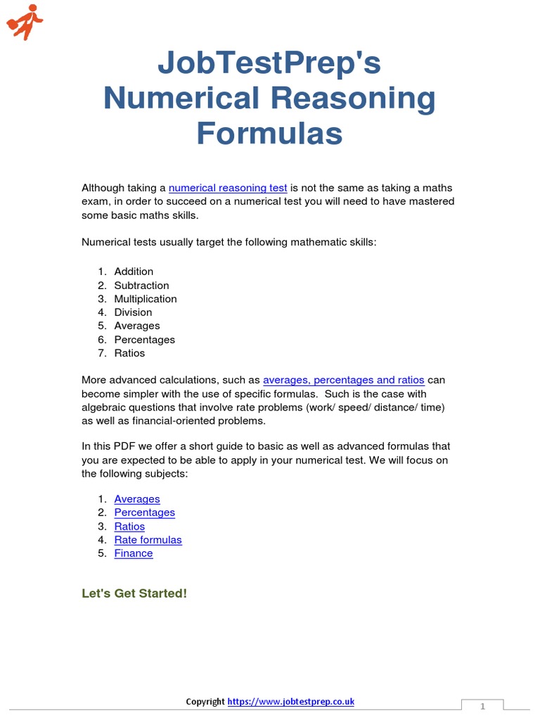 Numerical Reasoning Formulas PDF | PDF | Percentage | Weighted ...
