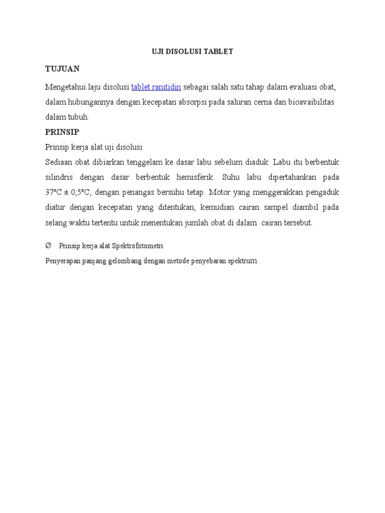 Uji Disolusi Tablet | PDF
