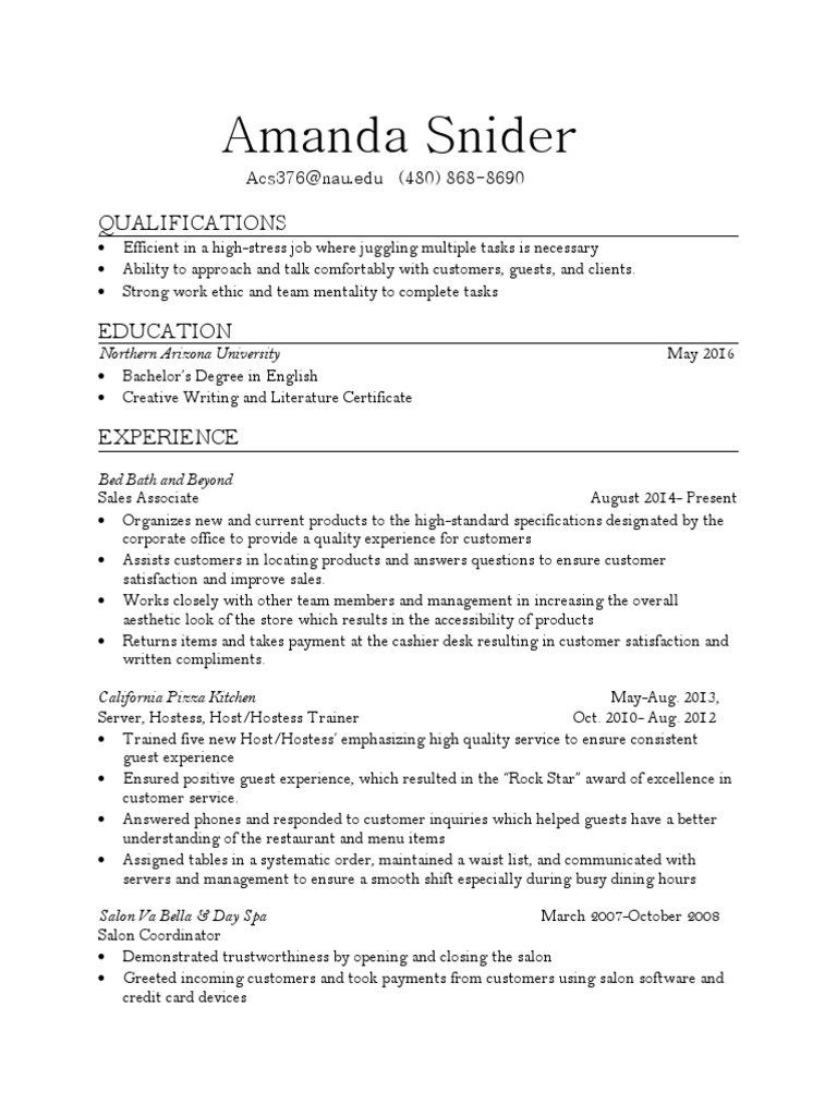 Amanda Sniders Resume | PDF | Career & Growth