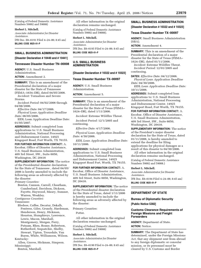 Notice: Foreign Missions Act: Foreign Missions and Freight Forwarders ...