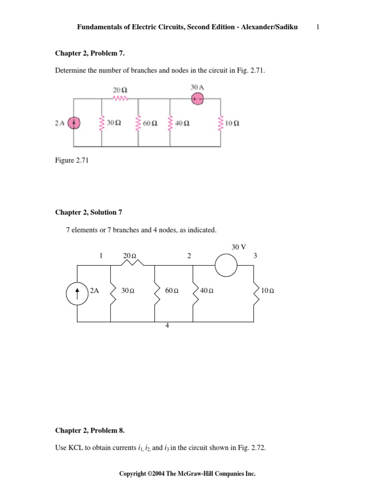 Alexander Sadiku Solution | PDF | Series And Parallel Circuits | Electrical Network