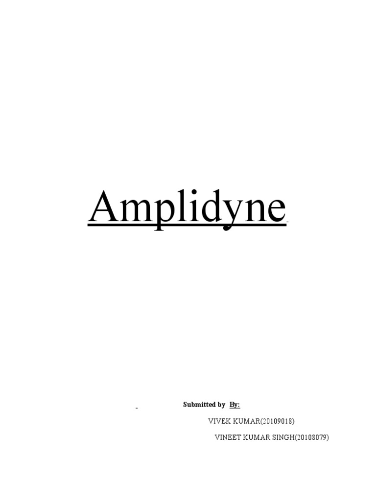 Amplidyne: A Special Type of Motor-Generator That Uses Regeneration to ...