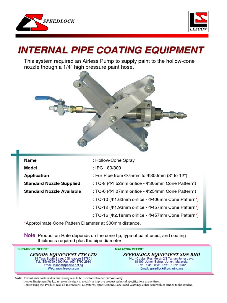 Internal Pipe Coating Equipment Ipc - 80-300 | PDF | Home & Garden ...