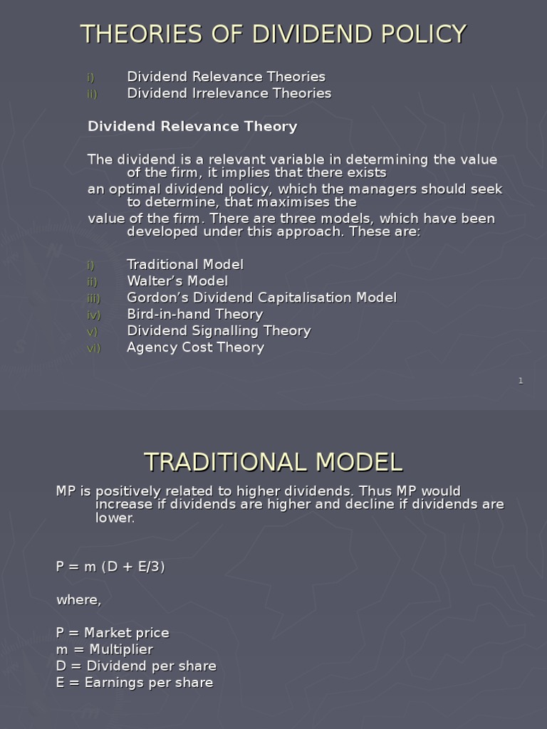 Theories of Dividend Policy Explained | PDF | Dividend | Equity Securities
