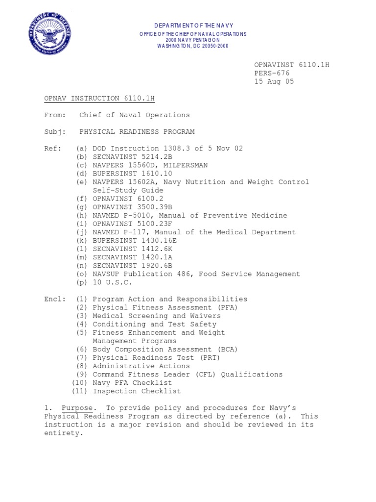 Navy Physical Readiness Program | PDF | Physical Fitness | Physical ...