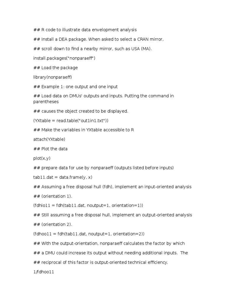 DEA R Scripts | PDF | Computer Programming | Areas Of Computer Science
