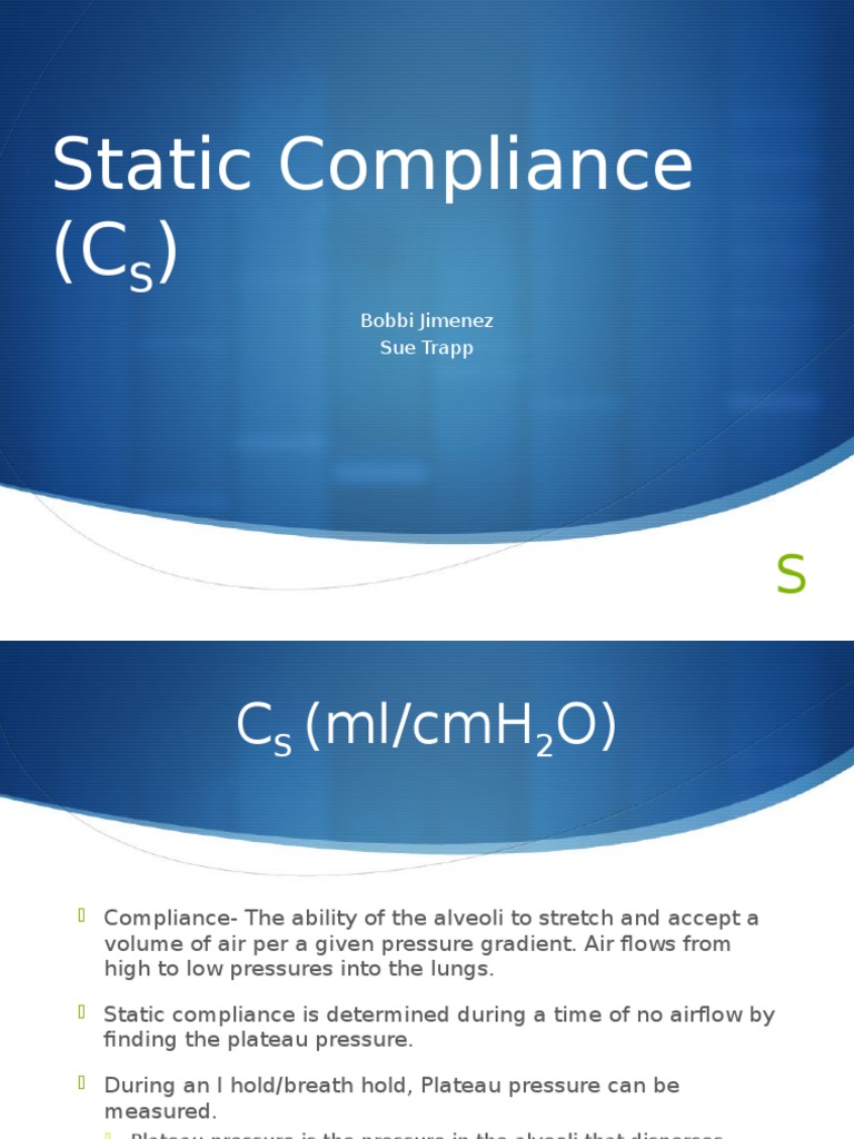 Static Compliance | PDF | Breathing | Lung