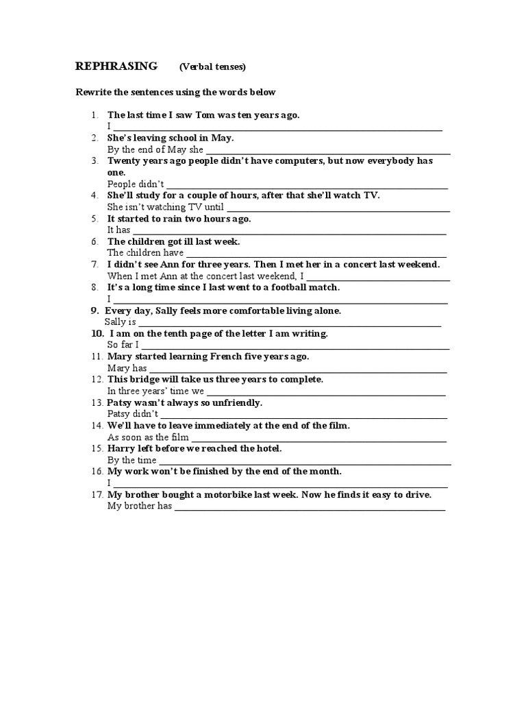 Concise Insights Into Rephrasing Verbal Tenses PDF