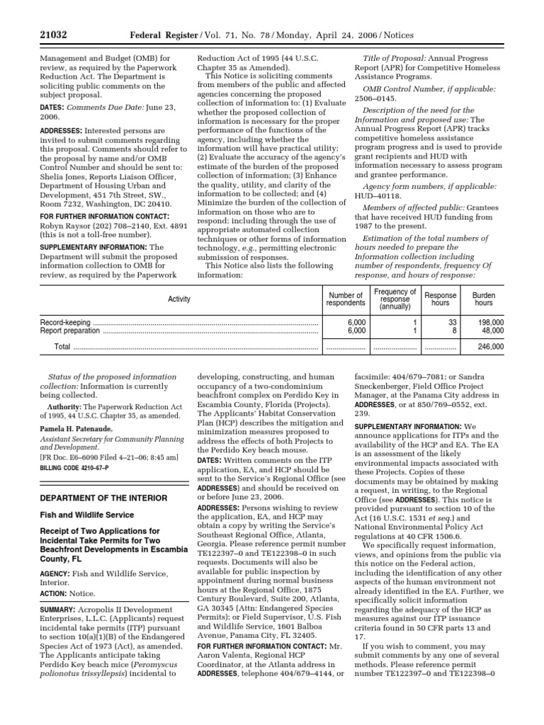 Notice: Endangered and Threatened Species: Incidental Take Permits ...
