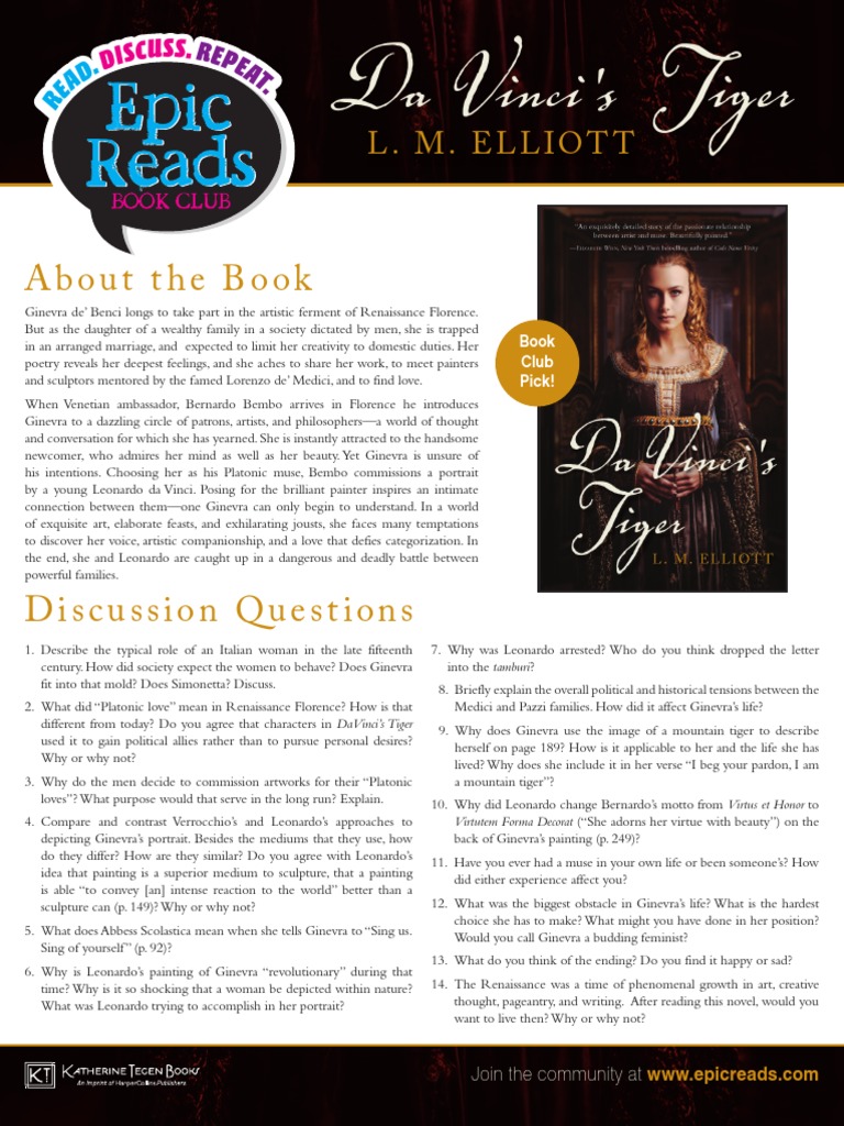 Book Club Guide: Da Vinci's Tiger | PDF | Leonardo Da Vinci | Paintings