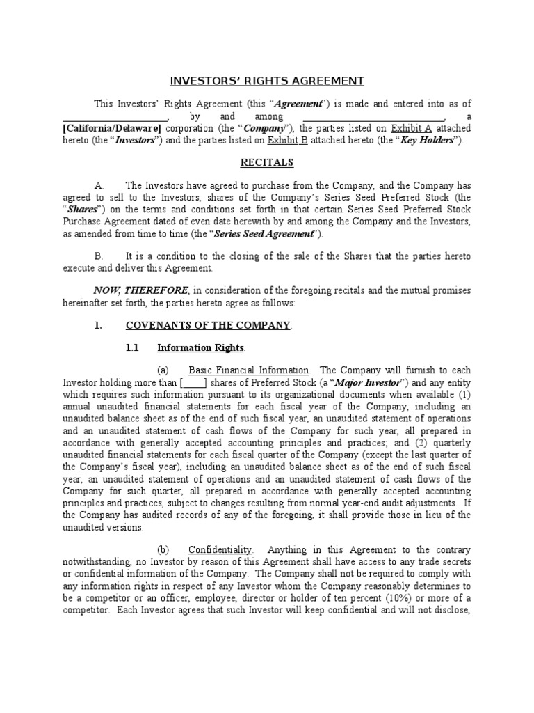 Investors' Rights Agreement | PDF | Securities (Finance) | Warrant ...