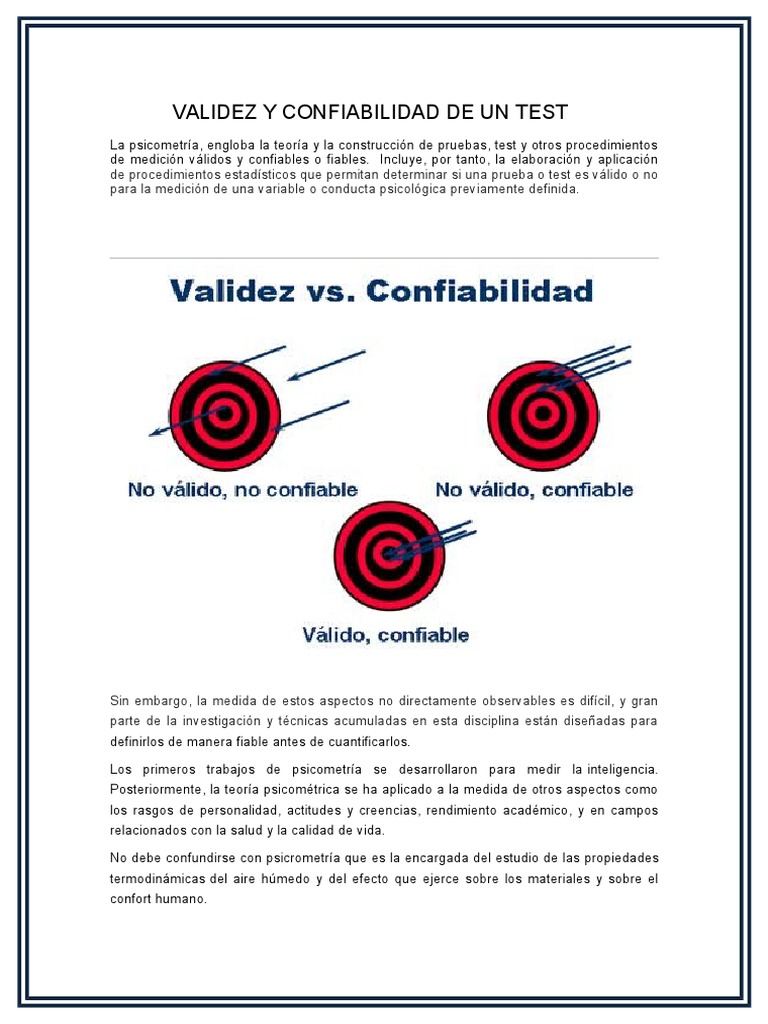 VALIDEZ Y CONFIABILIDAD DE UN TES1[].docx | Validez (Estadísticas ...