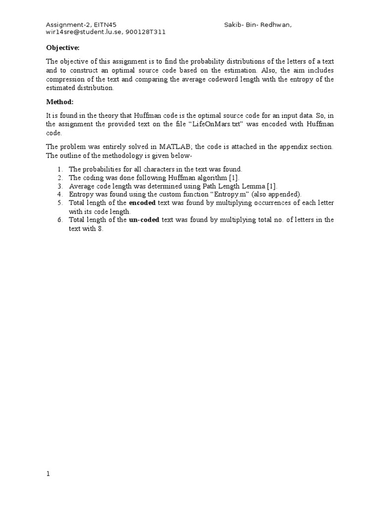Huffman Coding On Matlab | PDF | Applied Mathematics | Teaching Mathematics