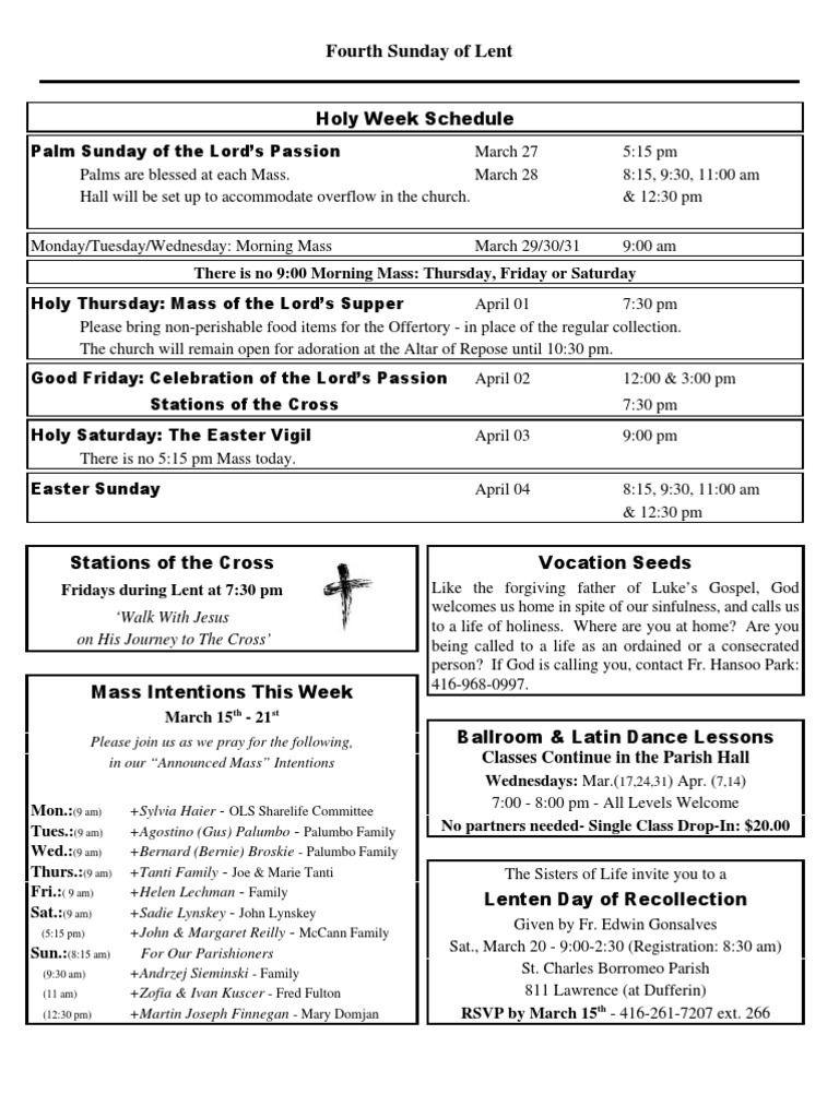 Holy Week Schedule and Events 2023 | PDF | Catholic Liturgy | Christian ...