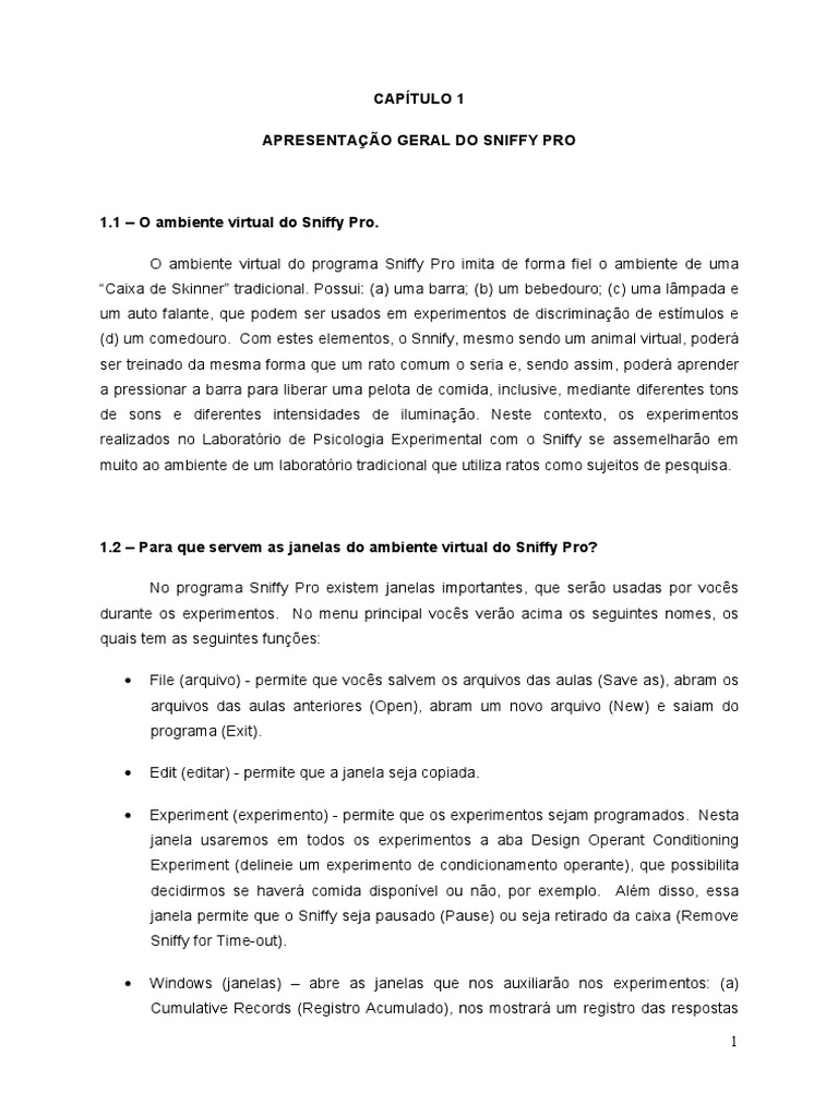 Apostila Sniffy Pro 2 - 2014-2 | PDF | Janela (informática) | Experimento