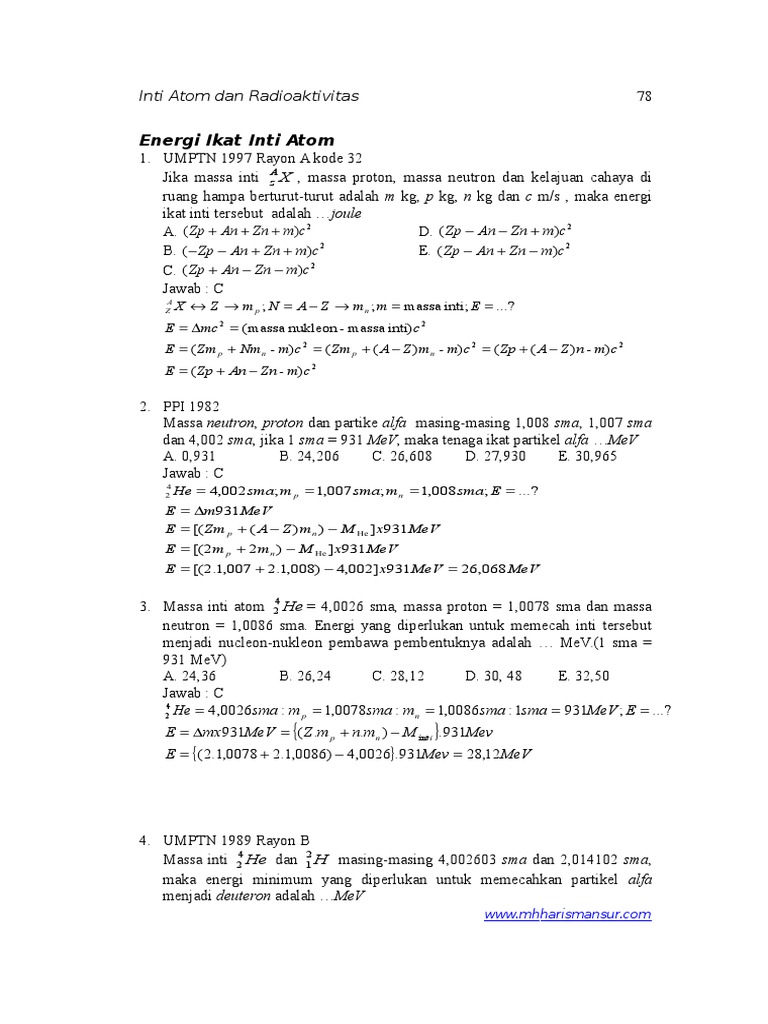 Energi Ikat Inti | PDF | Sains & Matematika