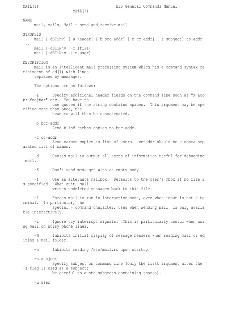 Mailx | PDF | Computer File | Command Line Interface