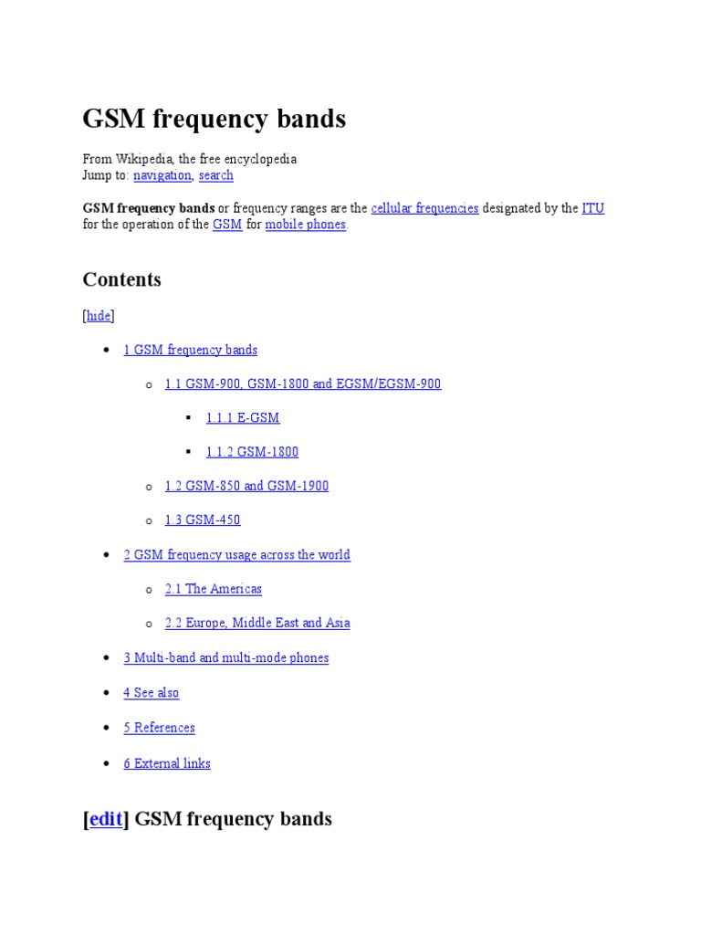 GSM Frequency Bands | PDF | Electronics | Networks