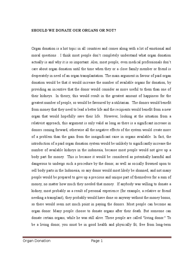 Organ Donation: Weighing the Pros and Cons | PDF | Organ Donation ...