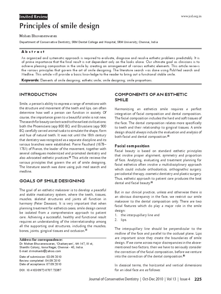 b.10 Principles of Smile Design | PDF | Human Head And Neck | Physiognomy