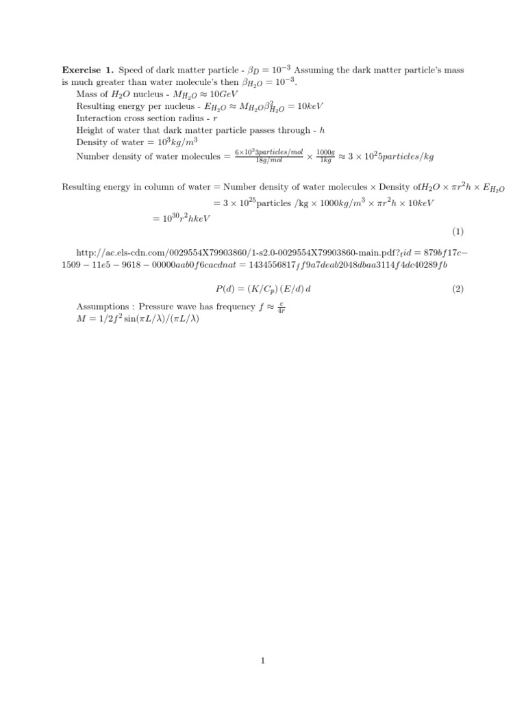 Calculating Dark Matter Energy in Water | PDF
