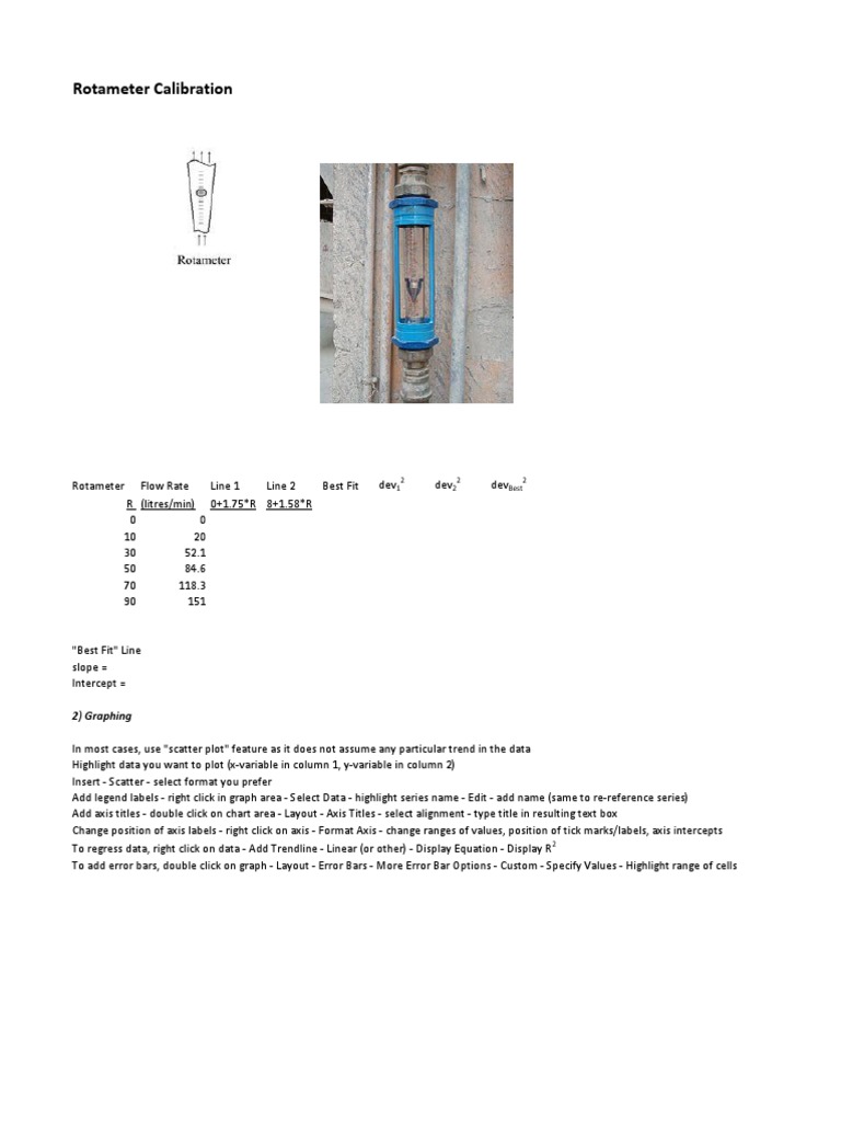 Rotameter Calibration Data and Headings | PDF | Teaching Methods ...