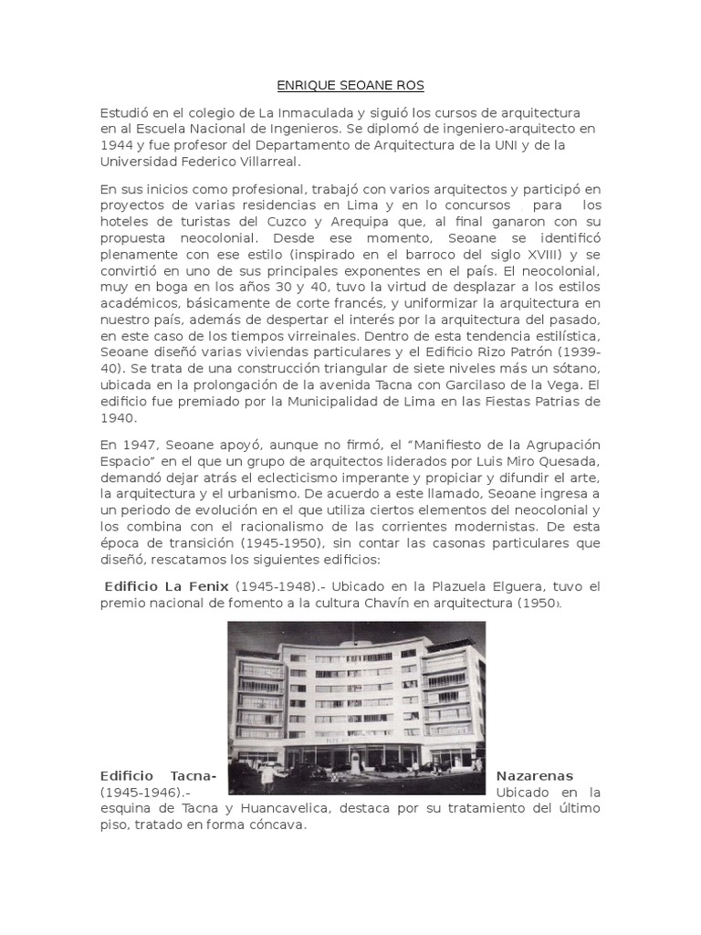 Enrique Seoane Ros | PDF | Lima | Arquitecto