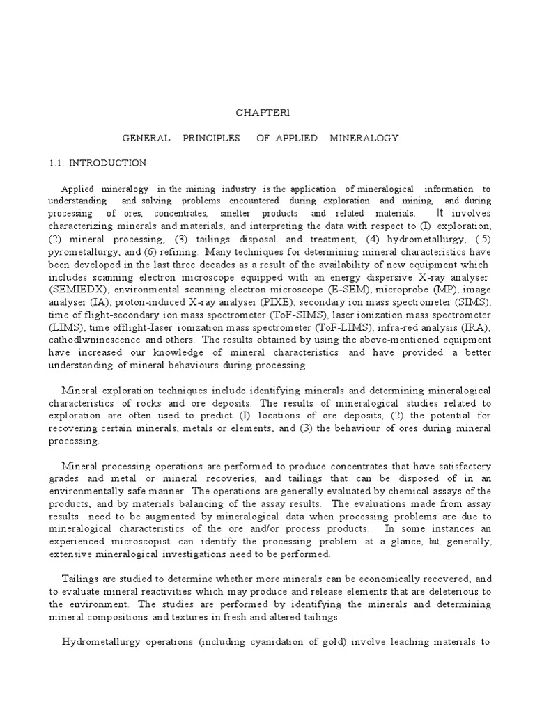 Applied Mineralogy in The Mining Industry | PDF | Mass Spectrometry ...